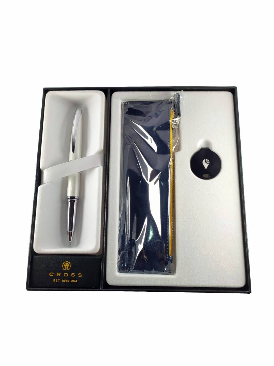 CROSS SET ROLLER ATX PERLA + CARTUCHERA EN CUERO Y TRACKR - La Tienda ...